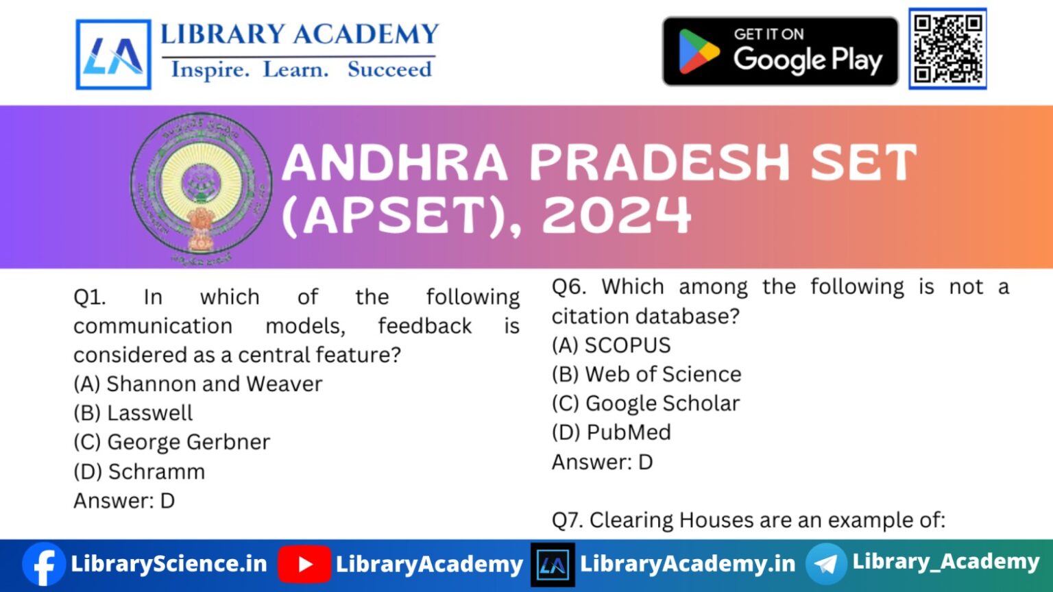 Andhra Pradesh Set (APSET) Library and Information Science